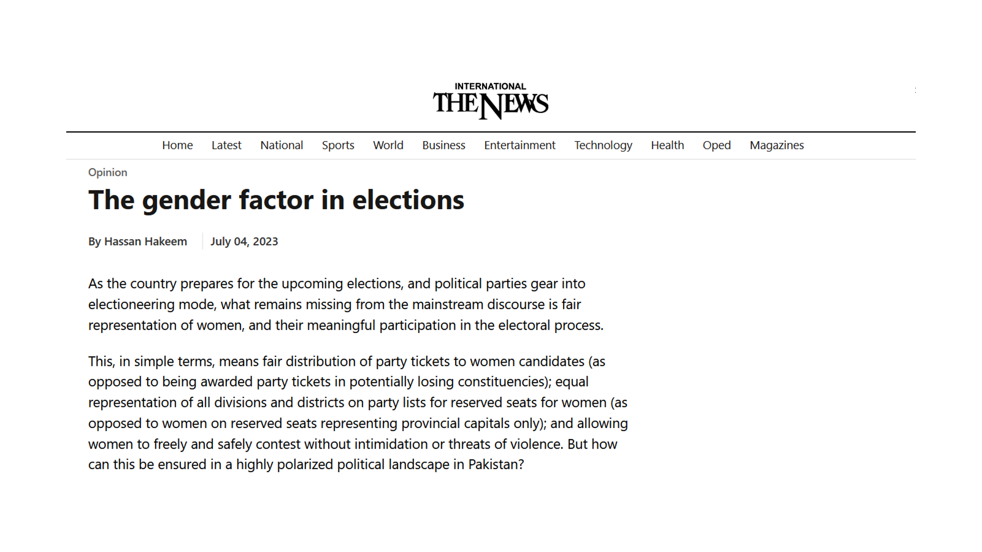 The gender factor in elections | International Knowledge Network of ...