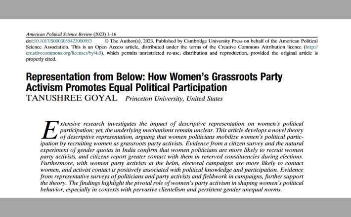 Representation from below: how women’s grassroots party activism ...